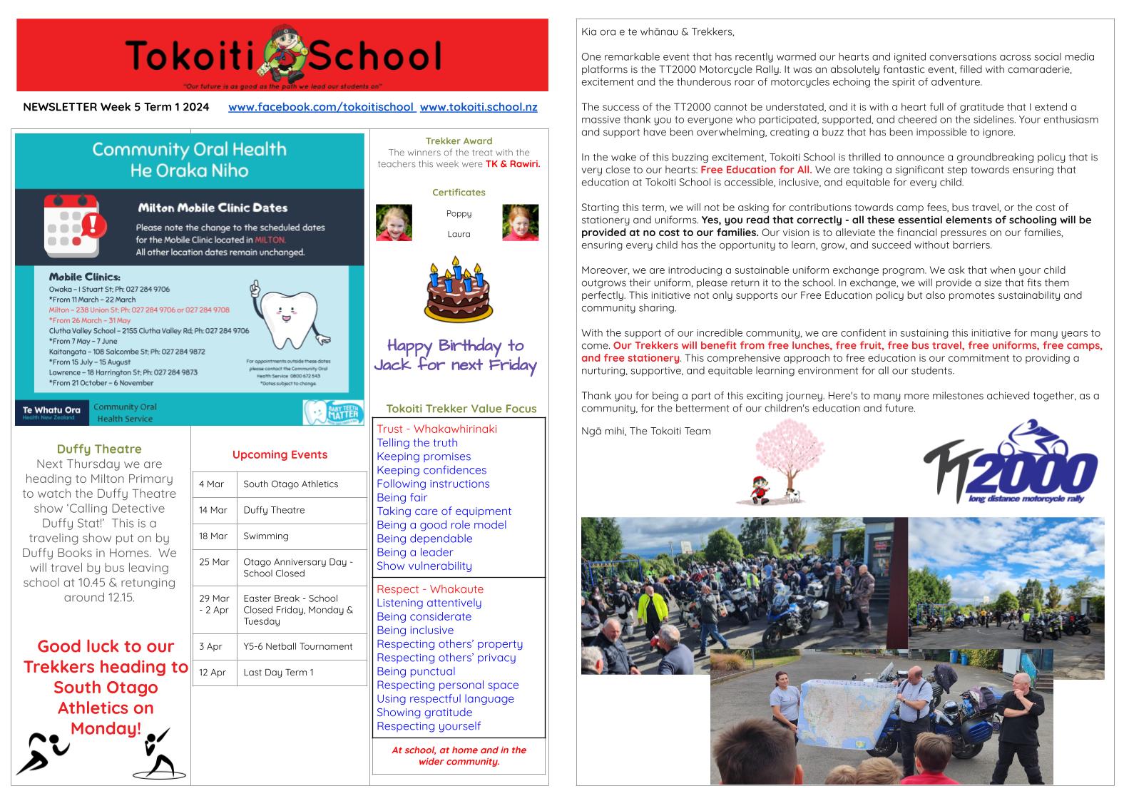 Newsletter Week 5 Term 1 Tokoiti School